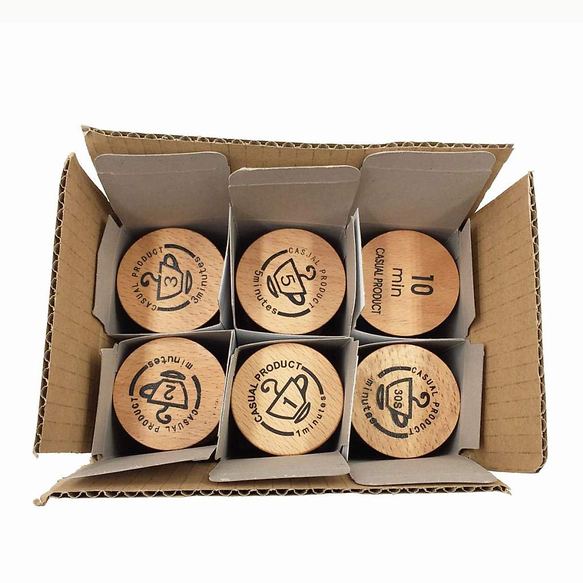 Backbayia 6 Pieces Colorful Sand Timer 30s/1/2/3/5/10 Minutes Hourglass Sandglass for Kids, Classroom, Kitchen, Games (Round)