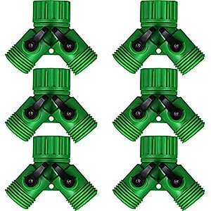 Mudder 6 Pack 3/4 Inch Garden Hose Y Connectors Plastic Hose Splitter with Faucet Watering Shut Off Valves for Landscaping, Gardening, Flower Planting, Irrigation (Green)