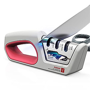 Amesser Kitchen Knife Sharpeners Scissors - 4 Stage in 1 Professional Manual Sharpener with Multi Function, Ceramic, Tungsten Steel, Non·Slip Base for Sharpening Blade, Fast Grinding, Restore Knives