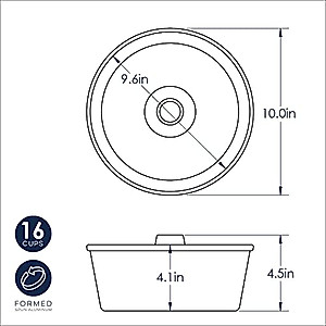 Nordic Ware Angel Food Cake Pan, 16-Cup, Red