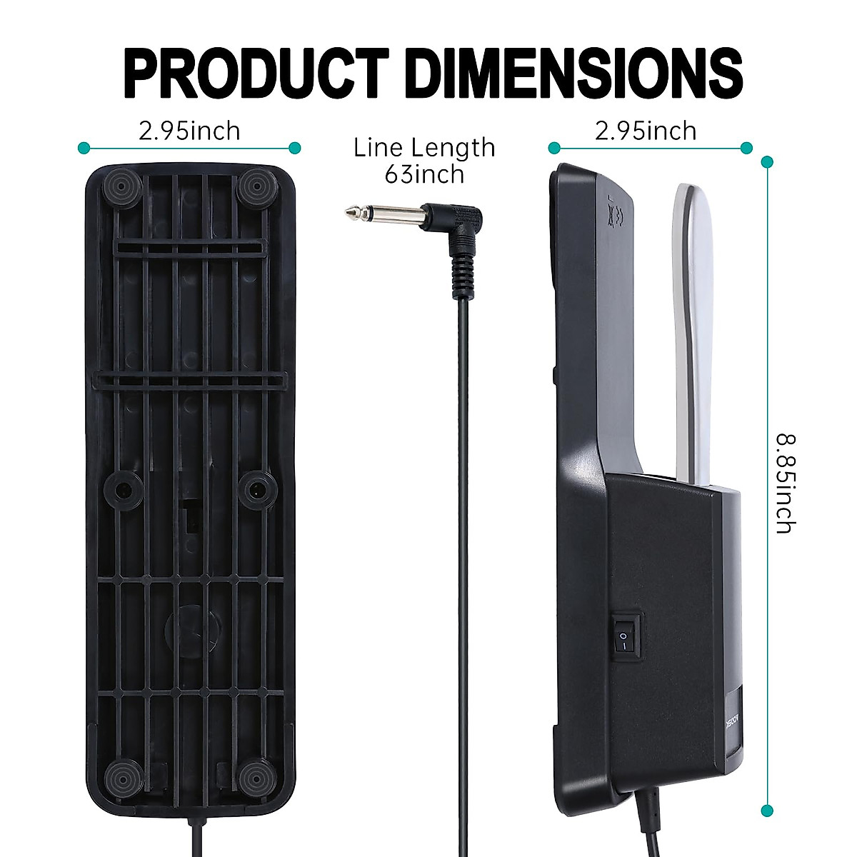 Aodsk Piano Sustain Pedal,Keyboard Sustain Pedal for Digital Piano With Polarity Switch and Anti-Slip Rubber Bottom For MIDI Keyboards,Digital Pianos,1/4'' (6.35mm) Input Plug