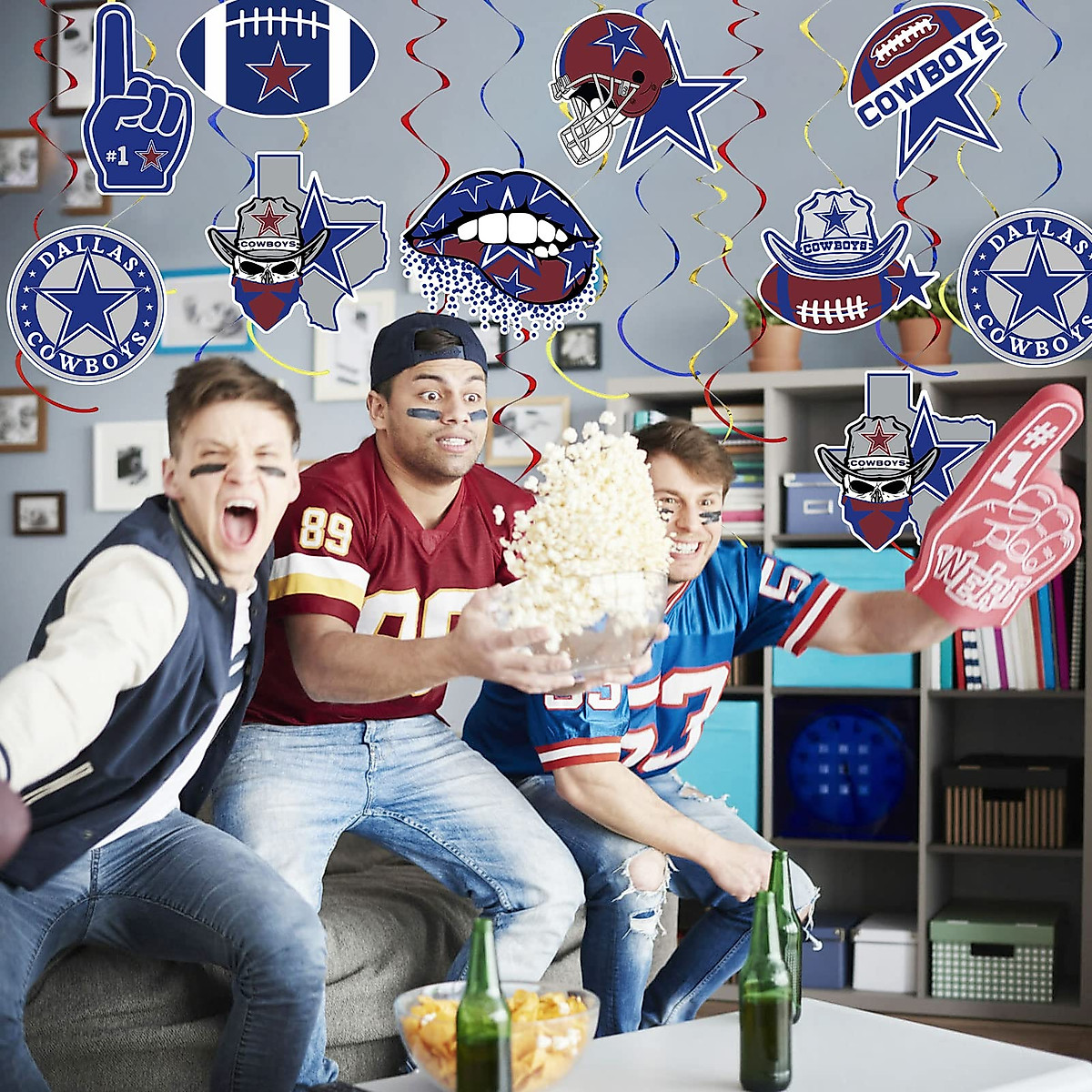 36 Pcs Cowboys Party Decorations,Cowboy Hanging Swirl Decoration for Cowboys Birthday Decoration Football Party Supplies