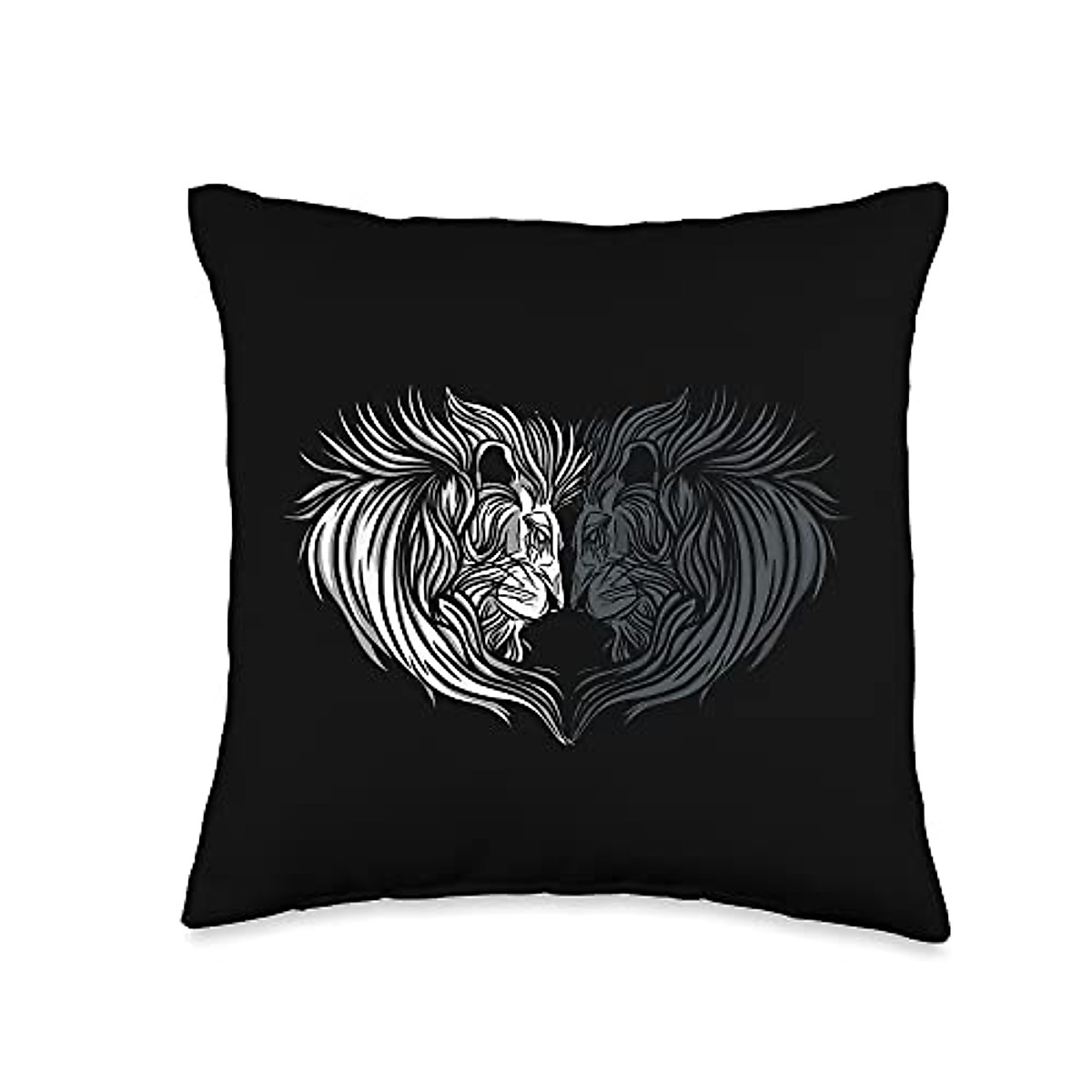 Lion Heart Ying-Yang gift inspiration store motif Lion Heart Ying-Yang Throw Pillow, 16x16, Multicolor