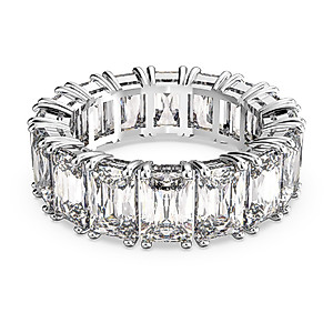 SWAROVSKI Matrix Vittore Ring, Rectangular Cut, Clear, Rhodium Finished; Size: Us 6; Eu 52