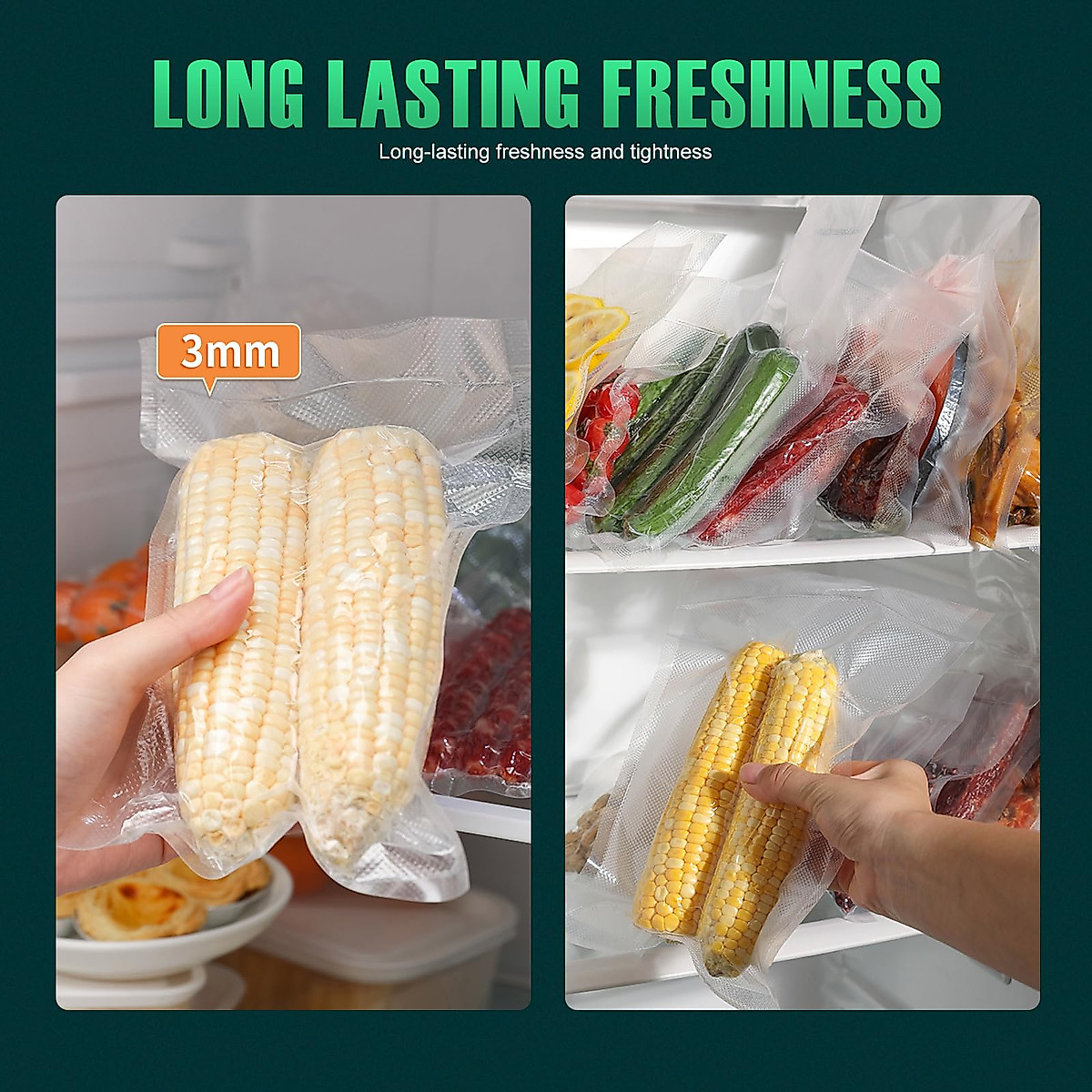 LUV Automatic Vacuum Sealer Machine: 80kpa Suction Touch Automatic Food Sealer With External Vacuum System Compact Design 10pcs Seal Bags Starter Kit Dry Moist Fresh Modes For All Saving Needs (Green)