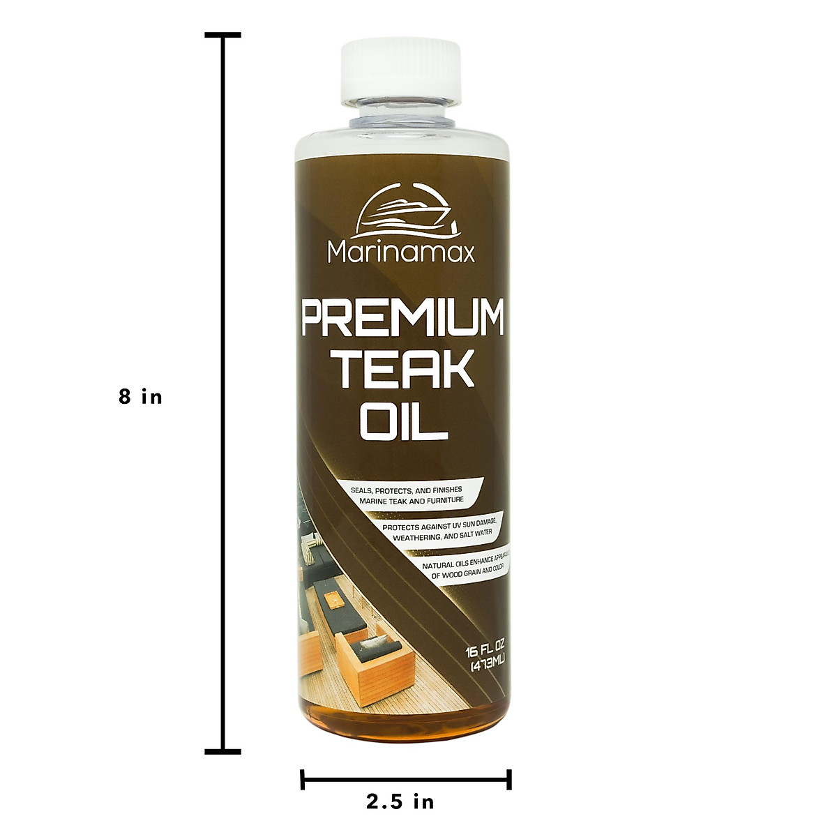 Premium Teak Oil 16 Oz | Wood Oil, Preserver, Stain, Sealer, and Protector | Great for Teak Furniture and Boat and Marine Interior Teak Wood