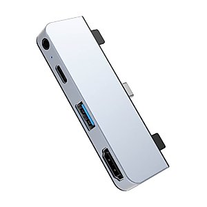 HYPER - HyperDrive 4-in-1 USB C Hub for iPad Pro - 3.5mm Audio Jack, USB-C Power Delivery, USB-A 3.0, 4K30Hz HDMI - Silver