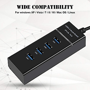 4 Port USB3.0 HUB - 5Gbps Charging Dock Station - Ultra-Slim - Plug & Play with LED - Charging Hub Adapter - for Phone/Tablet/PC/Windows