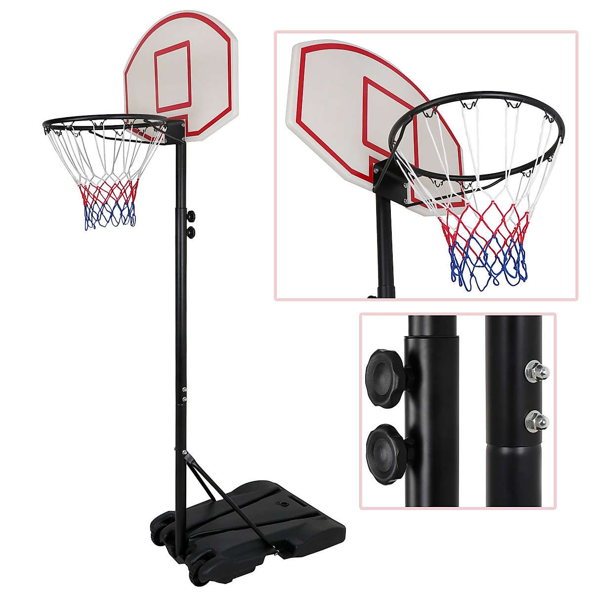 LEMY Portable Basketball Hoops Goal System with Wheels, Height Adjustable Outdoor Basketball Stand for Kids/Adults Indoor, 28 Inch Backboard