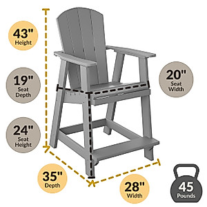 DutchCrafters Recycled Poly Balcony Bistro Set, Table with 2 Adirondack Style Chairs, Counter Height, 3 Piece Patio Furniture Set, Amish Made in USA (Weatherwood & Tudor Brown)