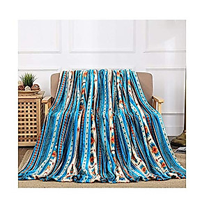 All American Collection Super Soft Ultra Comfort Plush Microfiber Solid Throw Blanket for Couch Home Bedroom Living Room (King, Beverly Blue Southwest)