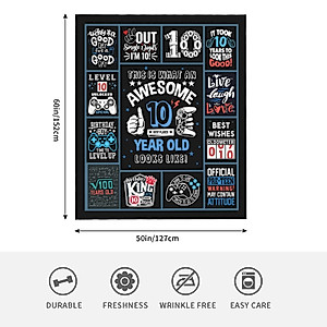 Birthday Gifts for 10 Year Old Boy, 10 Year Old Boy Gifts, Coolest Gifts for Ten Year Old Boy, Best Present for a 10 Year Old Boy, Double Digits Birthday Boy Gift Ideas Throw Blanket 60 X 50 Inch