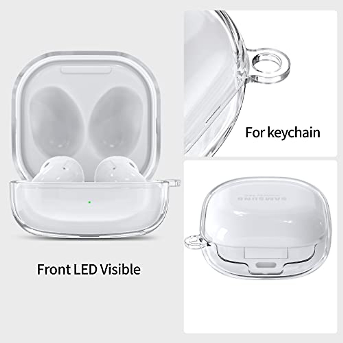 AIRSPO Clear Case Compatible with Samsung Galaxy Buds 2 Pro/ Galaxy Buds 2/ Galaxy Buds Pro/ Galaxy Buds Live Case Transparent Case Cover (Clear)