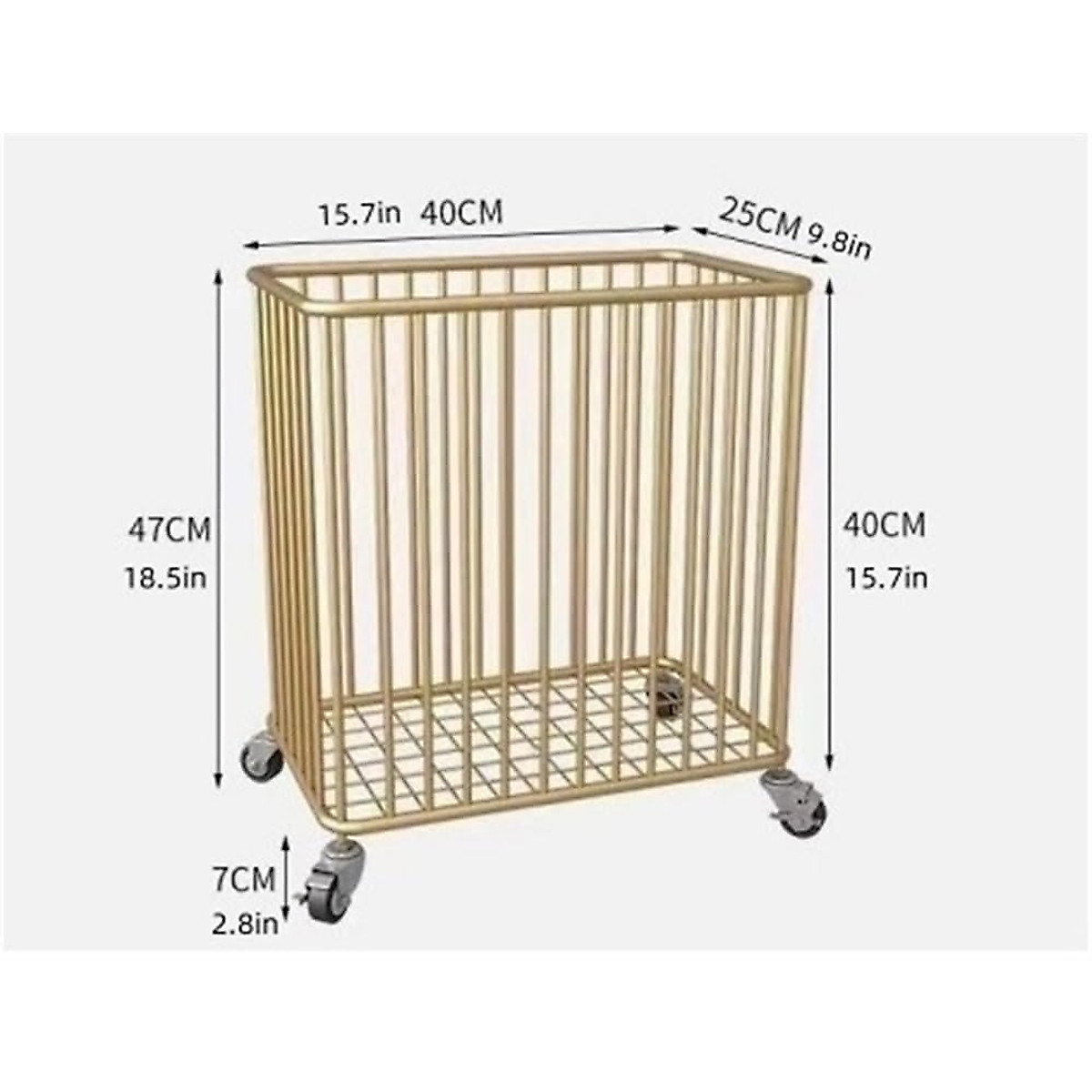 NDKJSF Laundry Basket, Gold Laundry Basket, Dirty Clothes Basket with Wheels, Breathable Laundry Basket, 15.7 Inches High(Gold)