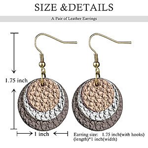 CaleesLLC Women's Genuine Leather Earring 3 Layers Round Petal Dangle Statement Earring Bohemia Jewelry Lightweight and Soft