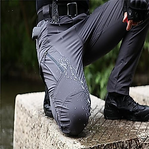 Zipper Men's Tactical Cargo Pants Quick Dry Combat Military Pants Elastic Trousers Gray