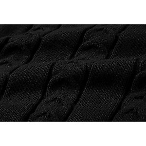 CHARTOU Women's Winter Chunky Cable Knit Long Skirt 2 Piece Outfit Sweater Sets (Large, Black)