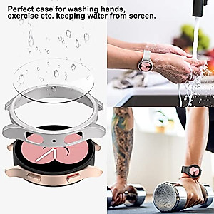 [4+4 Pack] BHARVEST for Samsung Galaxy Watch 5/Galaxy Watch 4 40mm Screen Protector and Case, 4 Packs Hard PC Frame Cover with 4 Sets Tempered Glass Film