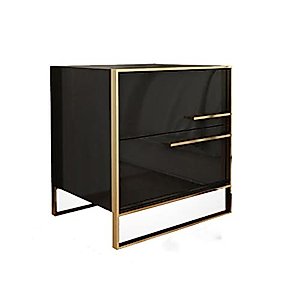 GSEDWWAJ Baking Varnish Bright Bedside Table Italian Wanghong Hotel Bedroom Storage Cabinet Nightstand (Color : Gray)