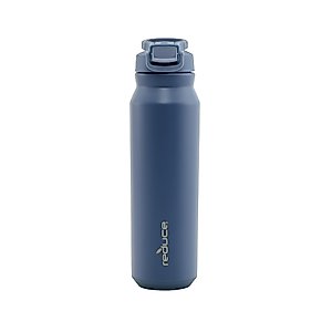 REDUCE 32 oz Hydrate Pro Stainless Steel Insulated Water Bottle - Flip Top Leak-Proof Lid, Dishwasher Safe, BPA-Free, Dual Wall Vacuum, Keeps Drinks Cold for 48 Hrs, Cup Holder Friendly - Mineral Blue