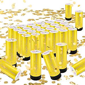 Small Confetti Cannon 24 Pack Mini Confetti Poppers Gold Party Poppers Confetti Small Party Confetti for Kids Ideal for Weddings Birthdays Graduations Baby Shower Christmas New Years (Gold)