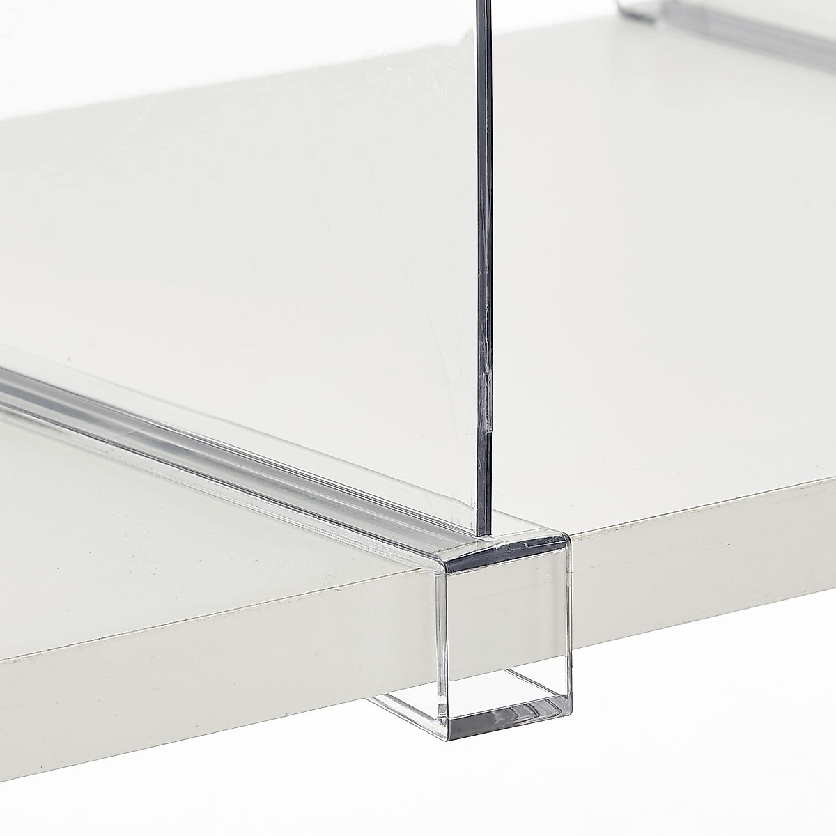 mDesign Plastic Closet Shelf Dividers; Tall Organizer Separators with Clip for Shelves in Bedroom and Closets for Jean, Sweater, Shirt, Purse, and Clothes Storage - Lumiere Collection, 4 Pack, Clear