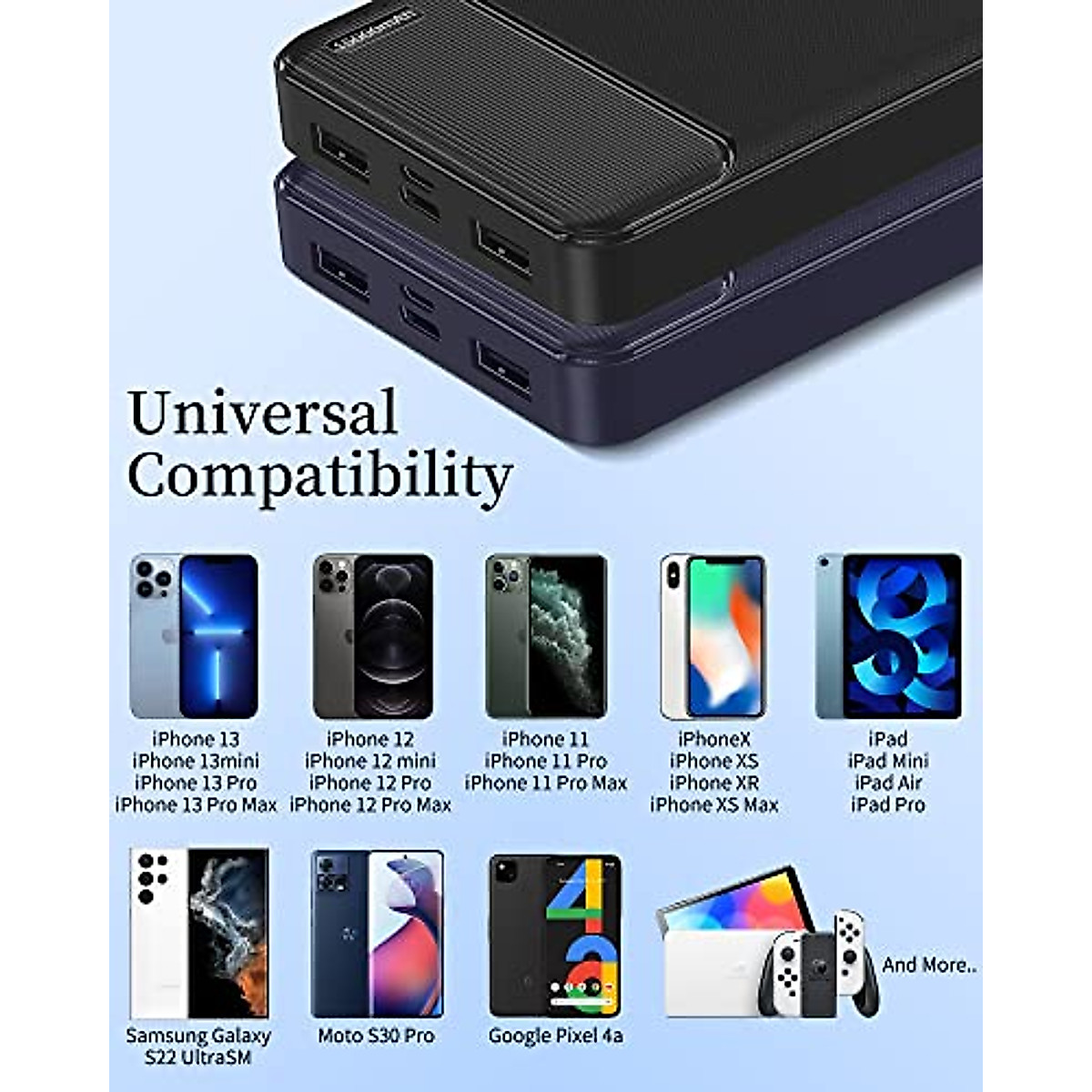 AsperX, Power Bank, 15000mAh, 2-Pack, Rechargeable Battery Pack for Heated Vest, Jackets, USB-C Out and in, Dual USB A, External Battery Pack for iPhone, Samsung, Android, and More