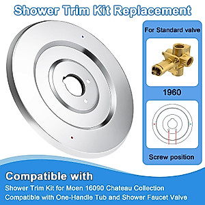 Escutcheon Replacement, for 16090 Moen Chateau Collection Shower Trim Kit, Compatible with One-Handle Tub and Shower Faucets, Chrome