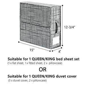 SheetCube 4 Pack Bed Sheet Organizers and Storage, Foldable Bedding Storage Box Container with Window and Label, Linen Closet Organizer Folder for Blanket, Duvet Cover Set, Bed Sheet Set - Grey