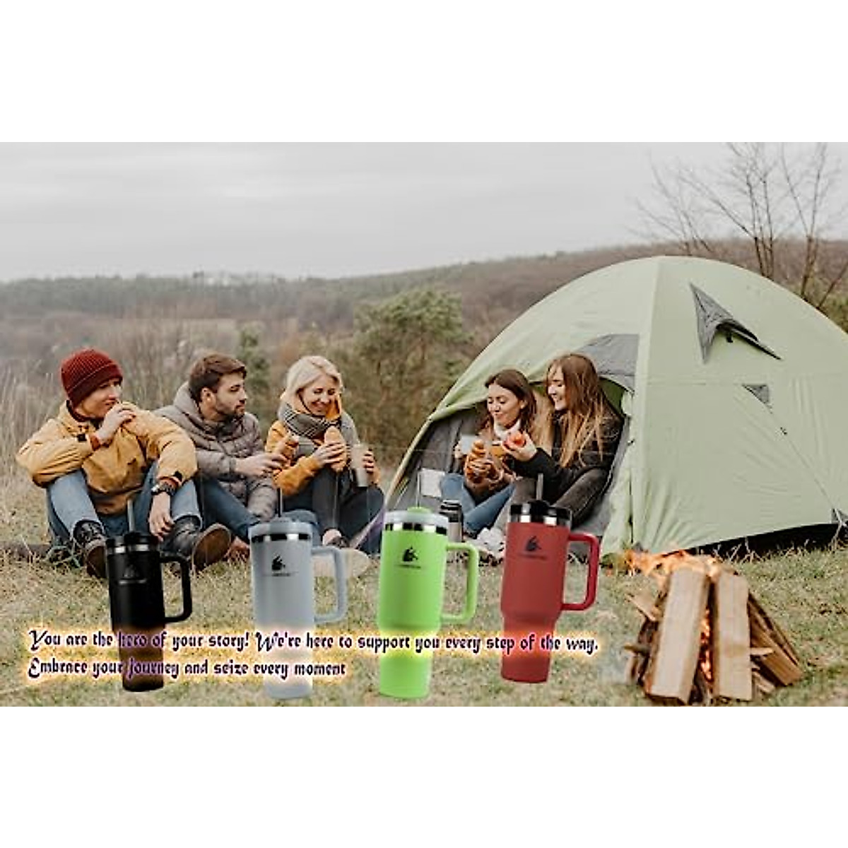 MONOHYDRO 40 oz Tumbler with Handle and Straw - tumbler with straw Stainless Steel Insulated Cup -stainless steel straw, Eco-friendly Materials - maintain temperature up to 24+ hours - Midnight Navy