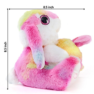 Nleio Easter Stuffed Bunny with Egg(Reversible), 8.5" Plush Rabbit with Floppy Ears, Huggable & Washable Easter Stuffed Animals Cute Bunny Plush Toy for Kids Girls Boys Birthday Easter Gifts (Color)