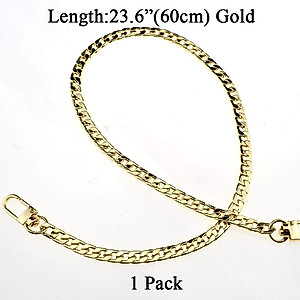 HAHIYO Mini Pochette Purse Chain Strap Slim Wide 7mm for LV Length 23.6 inches Extra Thick 2.6mm Shiny Gold for Shoulder Cross Body Sling Handbag Wallet Clutch Comfortable Flat Metal Strap 1 Pack