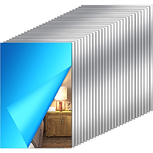 Tuanse 80 Pcs Flexible Mirror Sheets Self Adhesive Mirror Tiles Peel and Stick Mirror Stick Wall Mirror Non Glass Reflective Film Plastic Mirror Sticker Wallpaper for Home Door Decor (4 x 6 Inch)