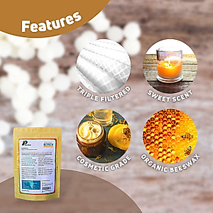 Organic Beeswax Pellets 1LB, USDA Certified Pure for Candle and Lotion Making, Food Grade Beeswax for Candle Making, 1 lb Beeswax Pastilles Organic, Bees Wax 1 lb Melts for Lotion