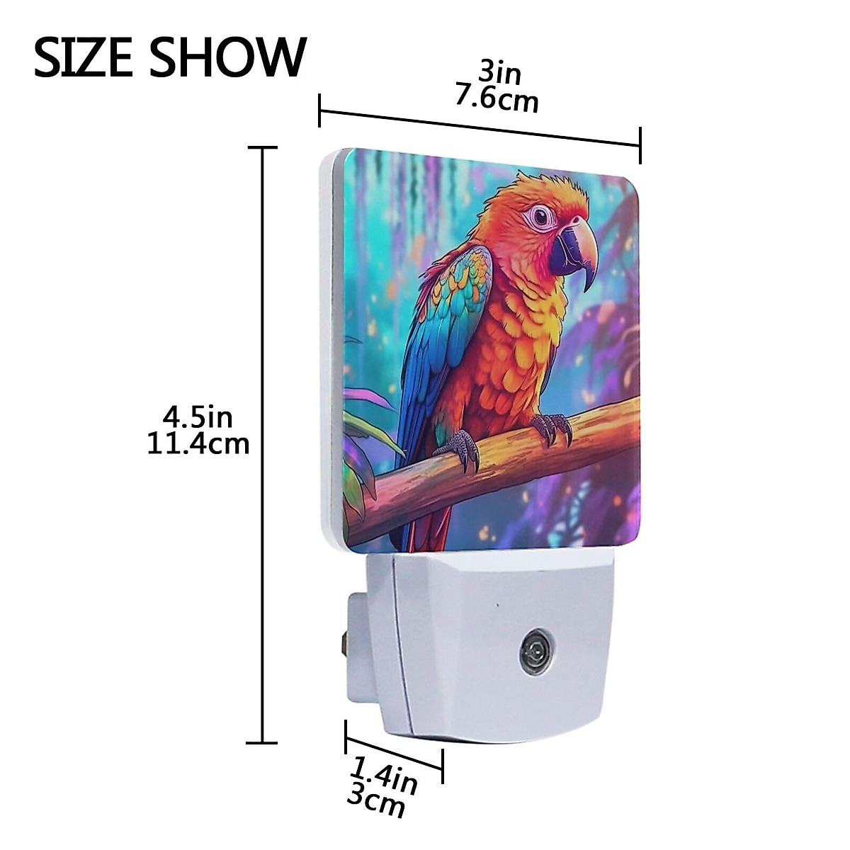 ZENWAWA Vivid Tropical Parrot Night Light Plug into Wall Decorative Auto Dusk to Dawn Sensor LED Night Lamp 2 Pack 3×4.5×1.4 in