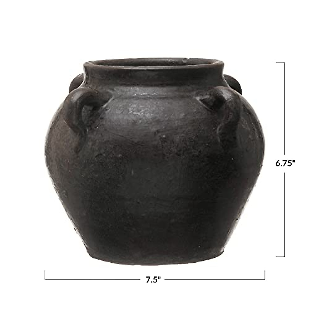 Creative Co-Op Found Decorative Clay Jar, Distressed Black, 7''