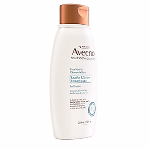Aveeno Rose Water & Chamomile Blend Sulfate-Free Conditioner with Colloidal Oat for Dry Sensitive Scalp, Gentle Cleansing Conditioner for Fine, Fragile Hair, Paraben & Dye-Free, 12 Fl Oz