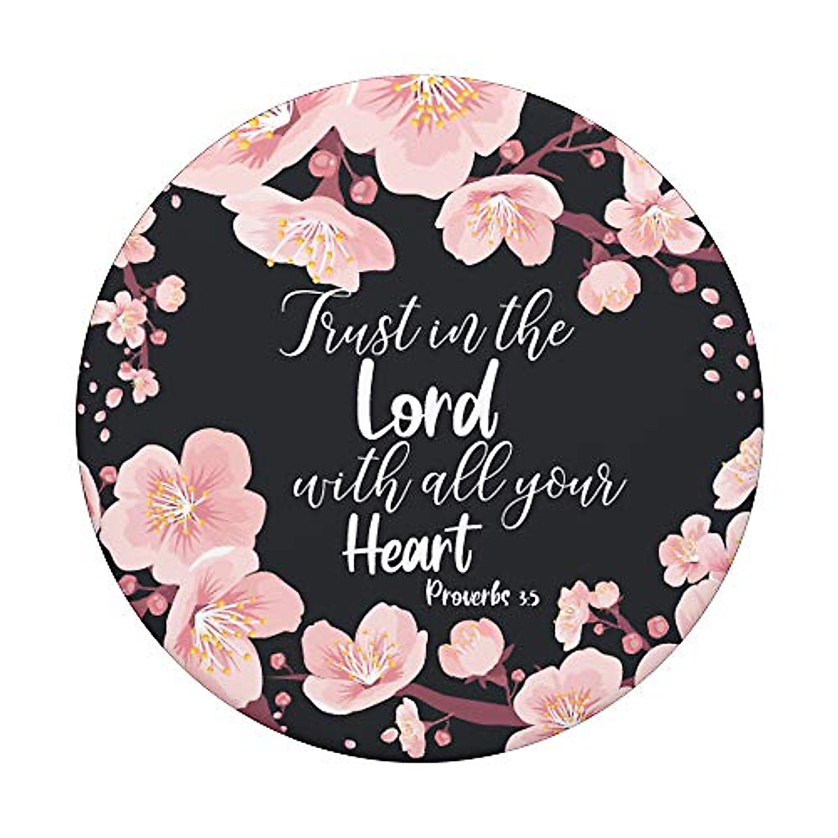 Christian Bible Verse Proverbs 3:5 Pink Black Floral PopSockets Swappable PopGrip