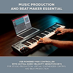 Alesis Q49 MKII - 49 Key USB MIDI Keyboard Controller with Full Size Velocity Sensitive Synth Action Keys and Music Production Software Included