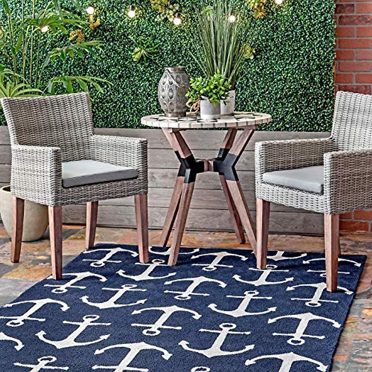 nuLOOM Despina Hand Hooked Indoor/Outdoor Accent Rug, 2' x 4', Navy