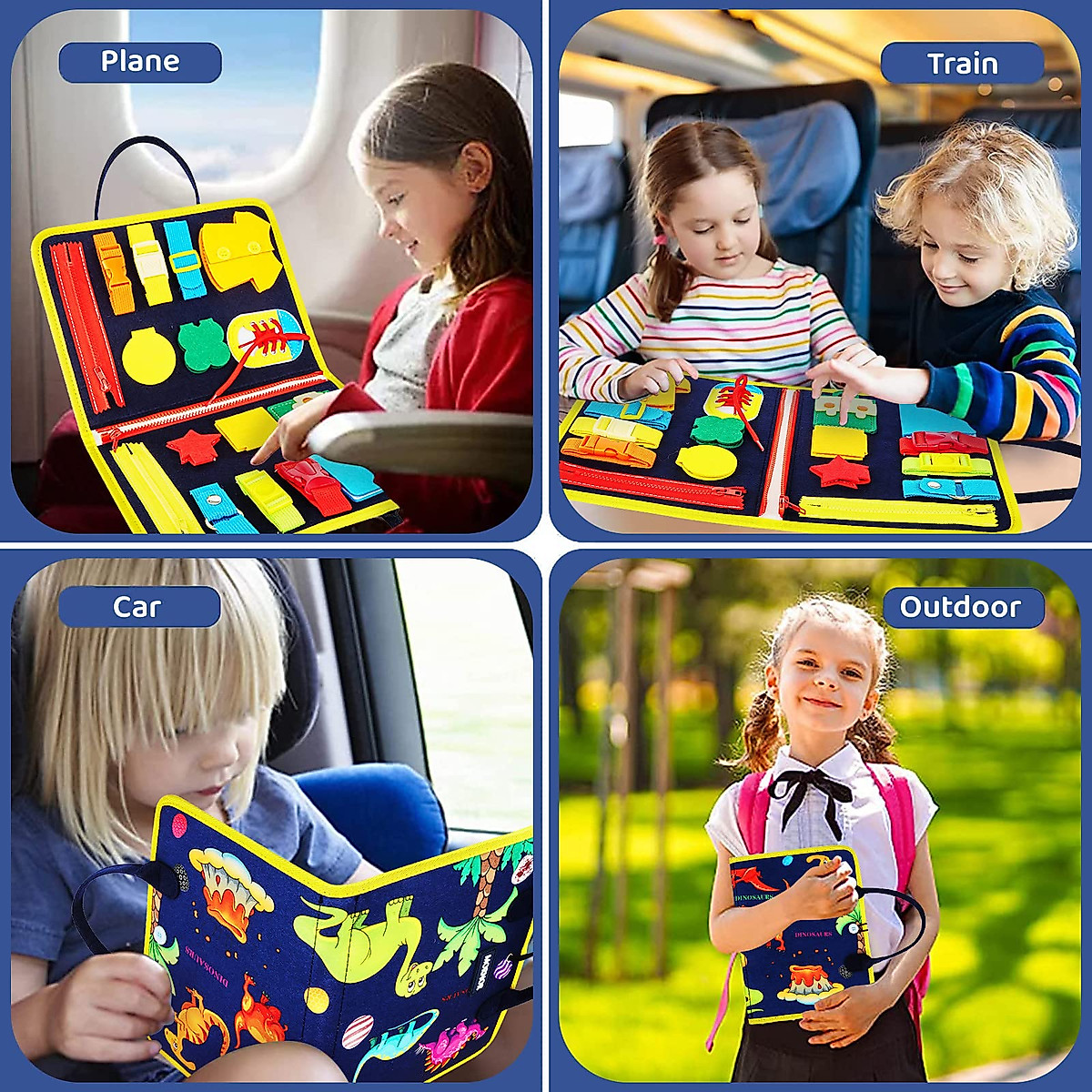 MORNOR Busy Board Montessori Toys for Toddlers Sensory Toys Gifts for 1 2 3 4 Year Old Girls & Boys Preschool Learning Activities Educational Travel Toy for Fine Motor Skills (Blue)