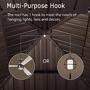 PURPLE LEAF 12' X 12' Outdoor Hardtop Gazebo Permanent Outside Heavy Duty Sun Shade Deck Canopy for Patio All Weather Aluminum Metal Roof Backyard Pavilion with Netting and Curtains