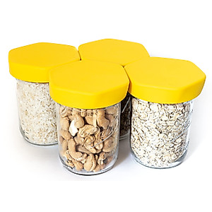 HOUSERRY DELUXE Easy-Grip Easy-Open 100% Silicone Mason Jar Lid - 3 pcs (WIDE MOUTH, YELLOW)