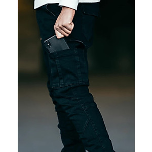 HUNGSON Men's Slim Fit Jeans 7 Pockets Stretch Skinny Denim Pencil Pants Nova Fashion