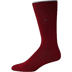 Tommy Hilfiger Men's Dress Socks - Classic Comfort Crew Sock (10 Pack), Size 7-12, Burgundy Assorted