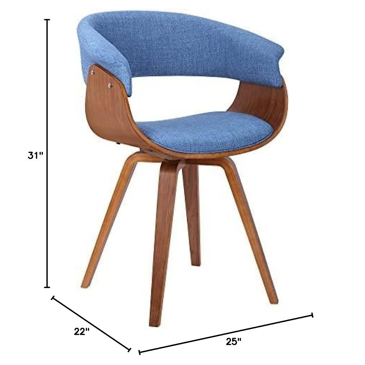 Armen Living Summer Dining Chair, Wood, Blue 22D x 25W x 31H in