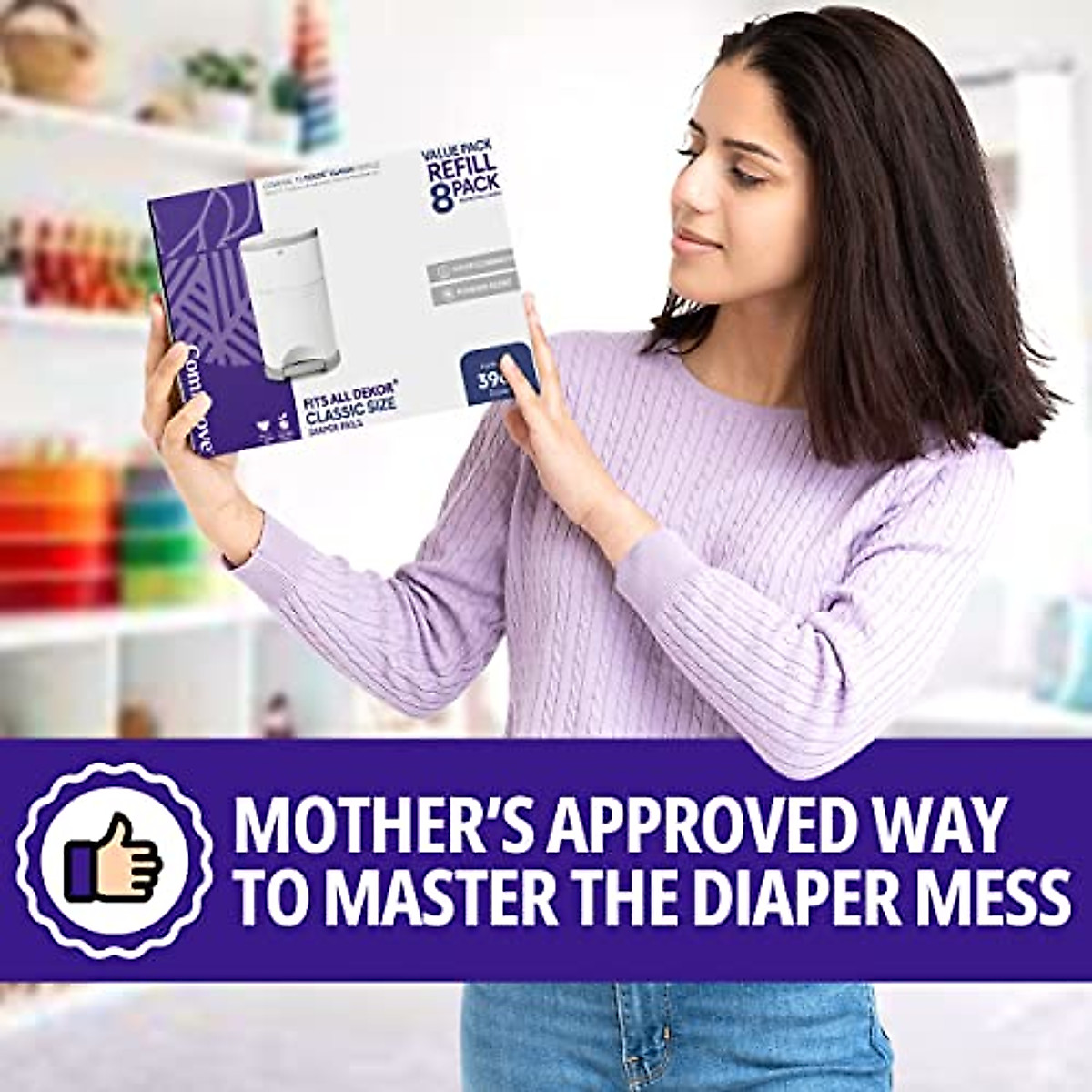 COMFICOVE Refills Compatible with DEKOR CLASSIC Diaper Pails | 8 Pack | Extra Thick Diaper Pail Refill Liners | Fresh Scent | Easy to Replace and Dispose of Diaper Bag | Odorless Baby Diapers Disposal