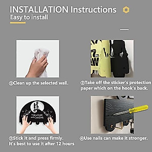 The Nightmare Before Christmas Key Hooks-Wall Hooks Heavy Duty 20LB(Max),Wall Décor,Wood Coat Hooks, Key Holder,Key Hanger for Wall、Entryway and Kitchen