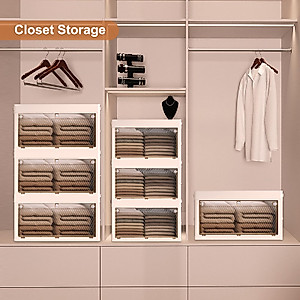 Wamnexti Stackable Storage Bins with Lids, 36Gal Collapsible Storage Cabinet with Wheels, 4 Tier Folding Storage Box with Doors for Home, Pantry, Office, Closets, Dorm Room, Trunk Car Organizer