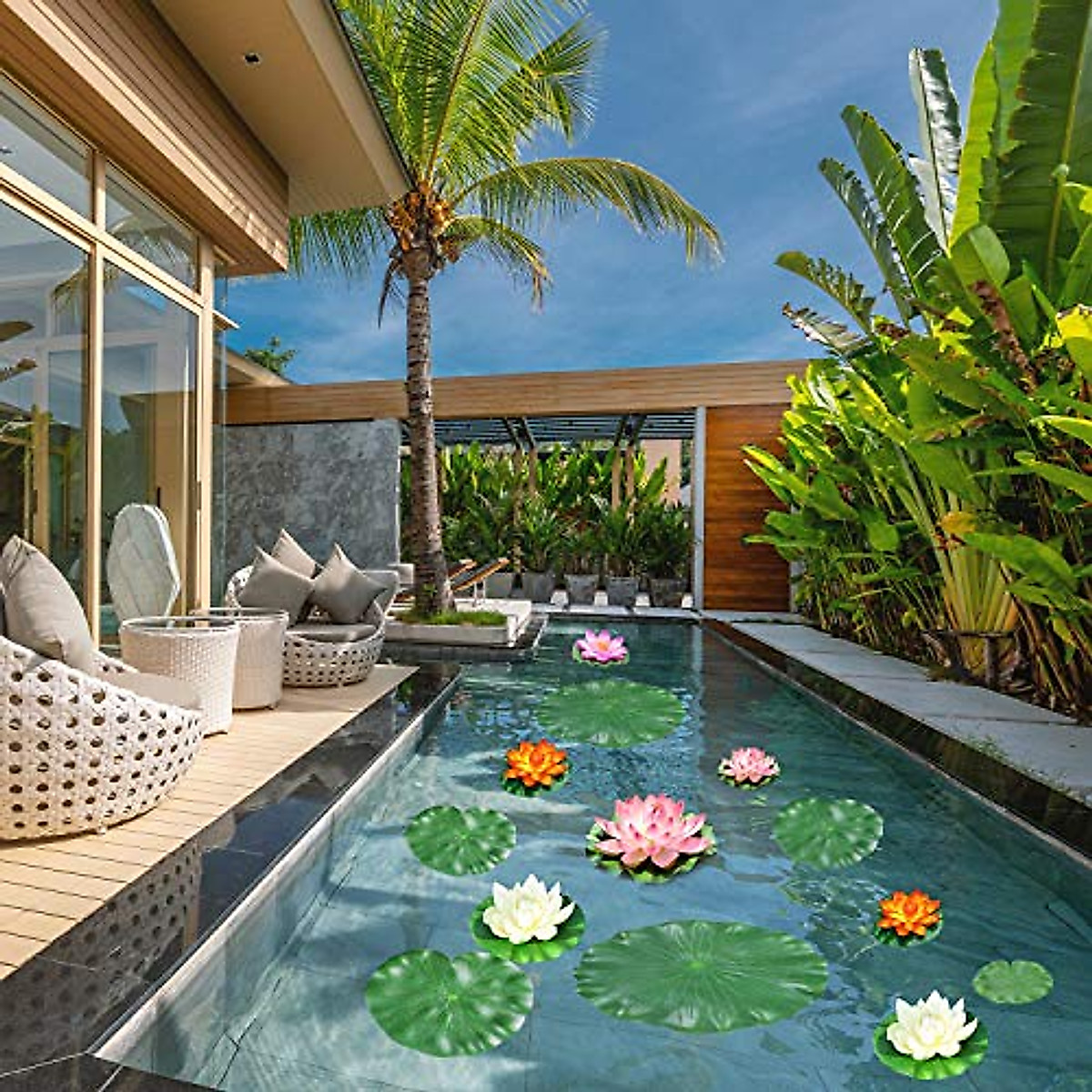 ZAUGONTW 20 Pcs Artificial Lily Pads for Ponds, Realistic Floating Lily Pads Leaves, Lotus Leaves Water Lily Pads Artificial Foliage Pond Decor for Koi Fish Pool Patio Aquarium